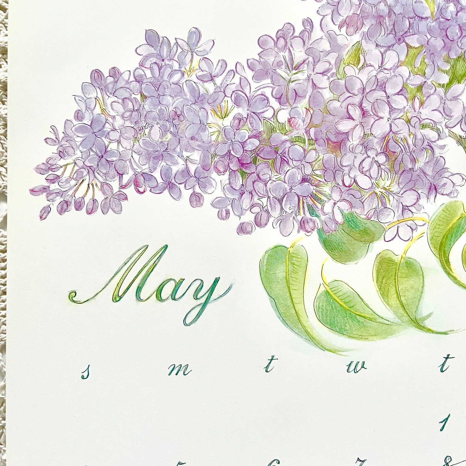 Ling Chang Calendar Poster May Lilacs Art Print 2025 2014 - Etsy