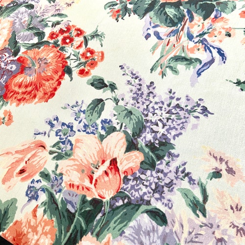 2.5 yards Ramm Fabric, Tudor Rose print, vintage cotton, English ...
