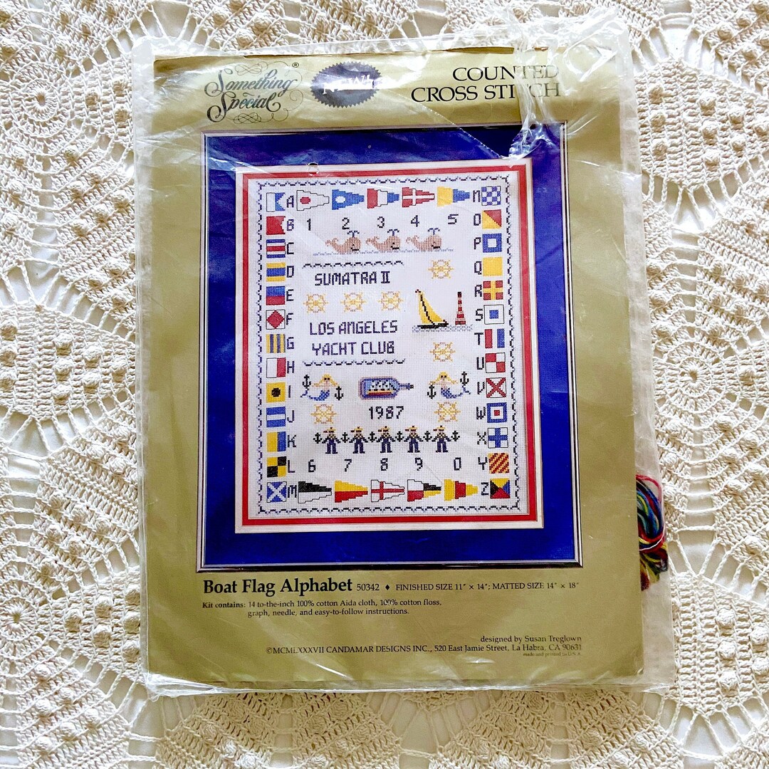 Boat Flag Alphabet Cross Stitch Kit, Wall Art, Decorative Pillow, 14 ...