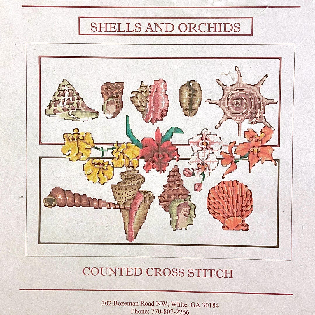 Shells and Orchids Counted Cross Stitch Chart ONLY, Flowers and ...