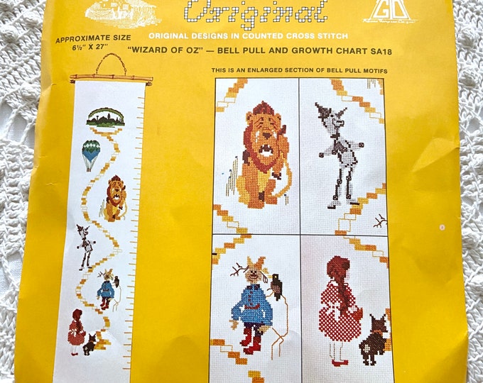 Wizard of Oz Bell Pull and Growth Chart Counted Cross Stitch Kit, on 14 ...