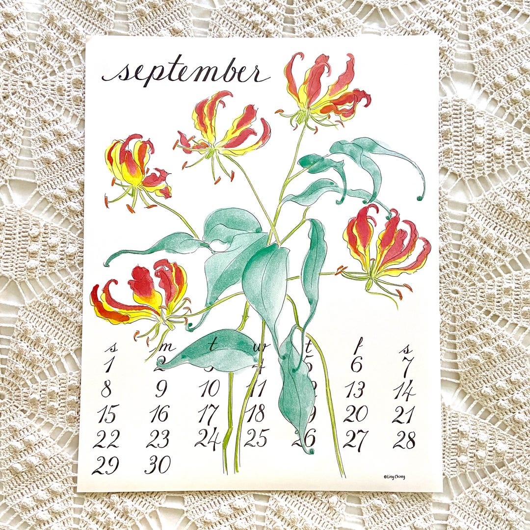 September Ling Chang Calendar Poster Art Print, 1952, 1957, 1963, 1974 ...