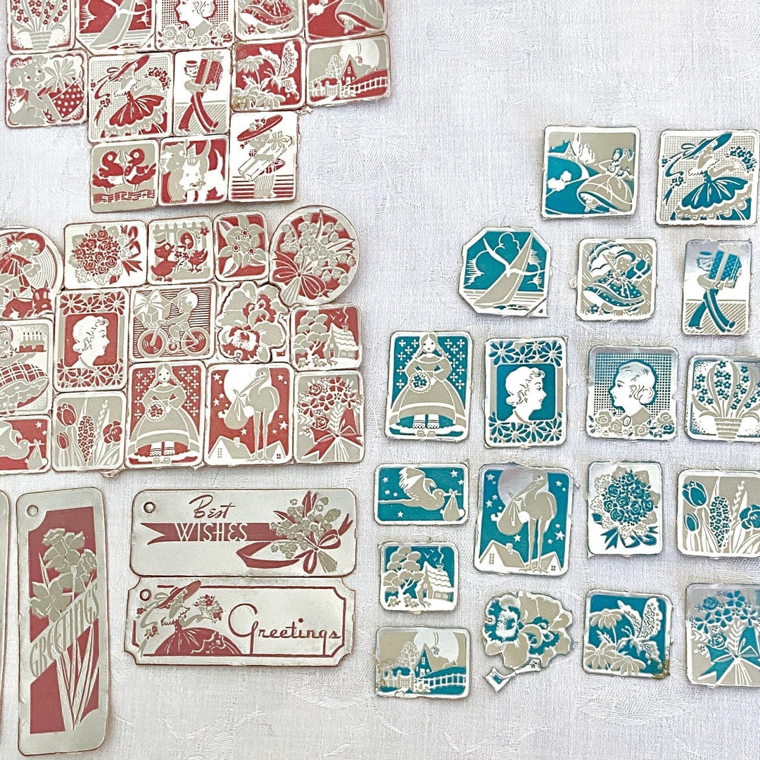 54 Silver Foil Stickers in Red and Blue From 1930s 1940s, Children ...