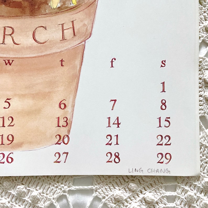 Ling Chang March Calendar Poster Orange Tulips Art Print - Etsy