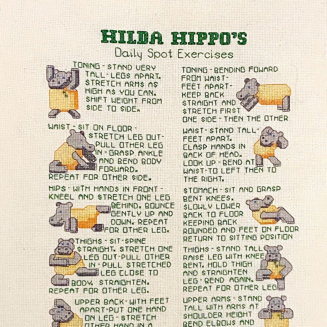 Hilda Hippos Daily Spot Exercises Cross Stitch, 10 Workouts With ...