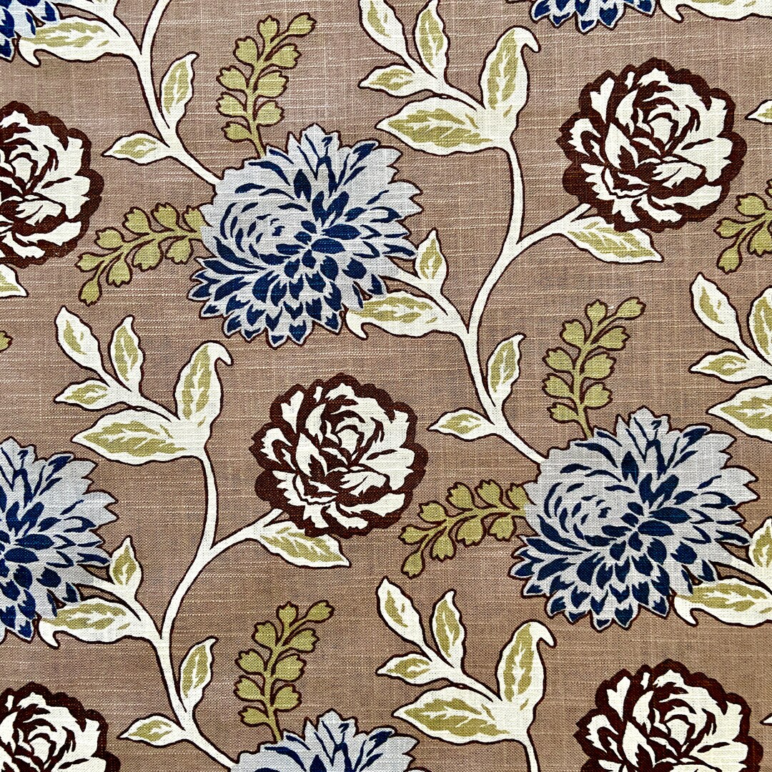 3.3 Yards Cassandra Print Fabric Wedgewood Colorway, Linen Rayon Blend ...