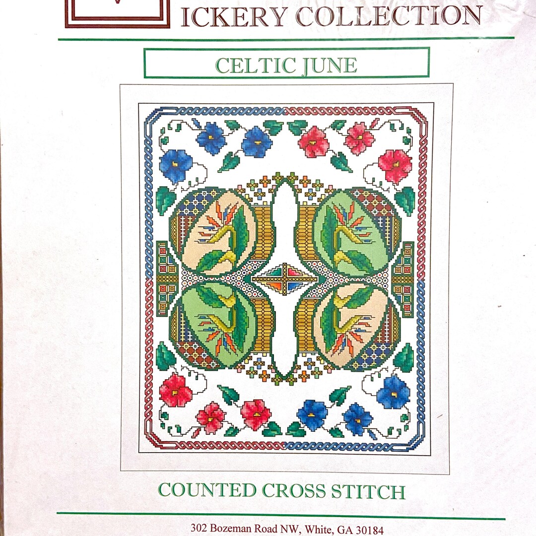 Celtic June Counted Cross Stitch Chart ONLY, Irish Influence, Blue Pink ...