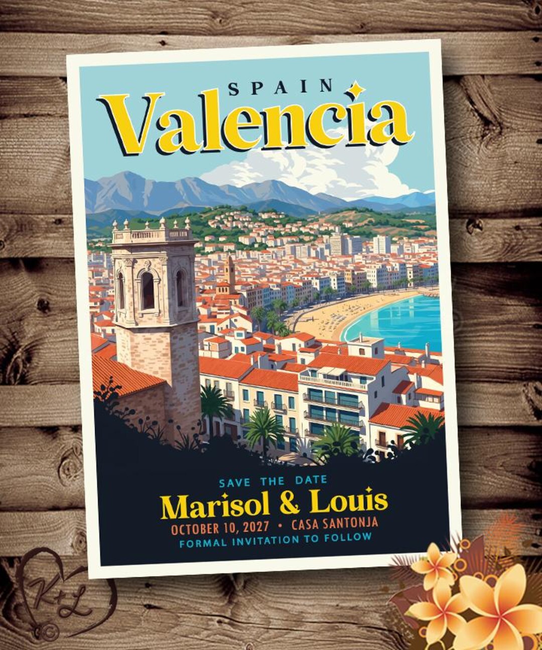 PRINTABLE Save the Date Valencia Spain Wedding Announcement Digital ...