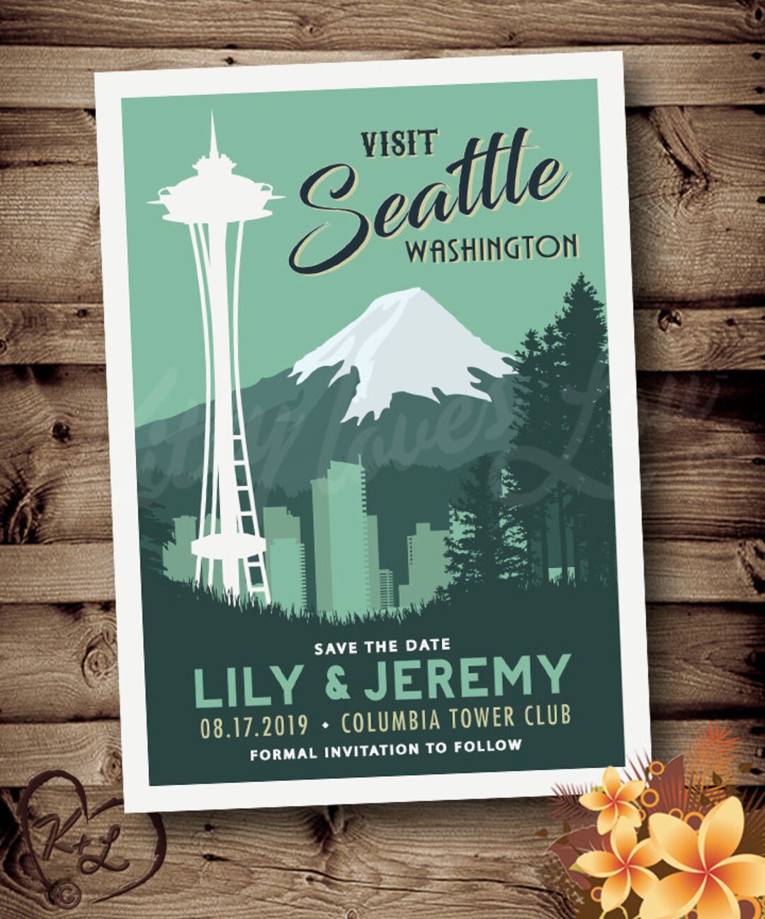 PRINTABLE Seattle Save the Date Announcement Puget Sound Pacific ...