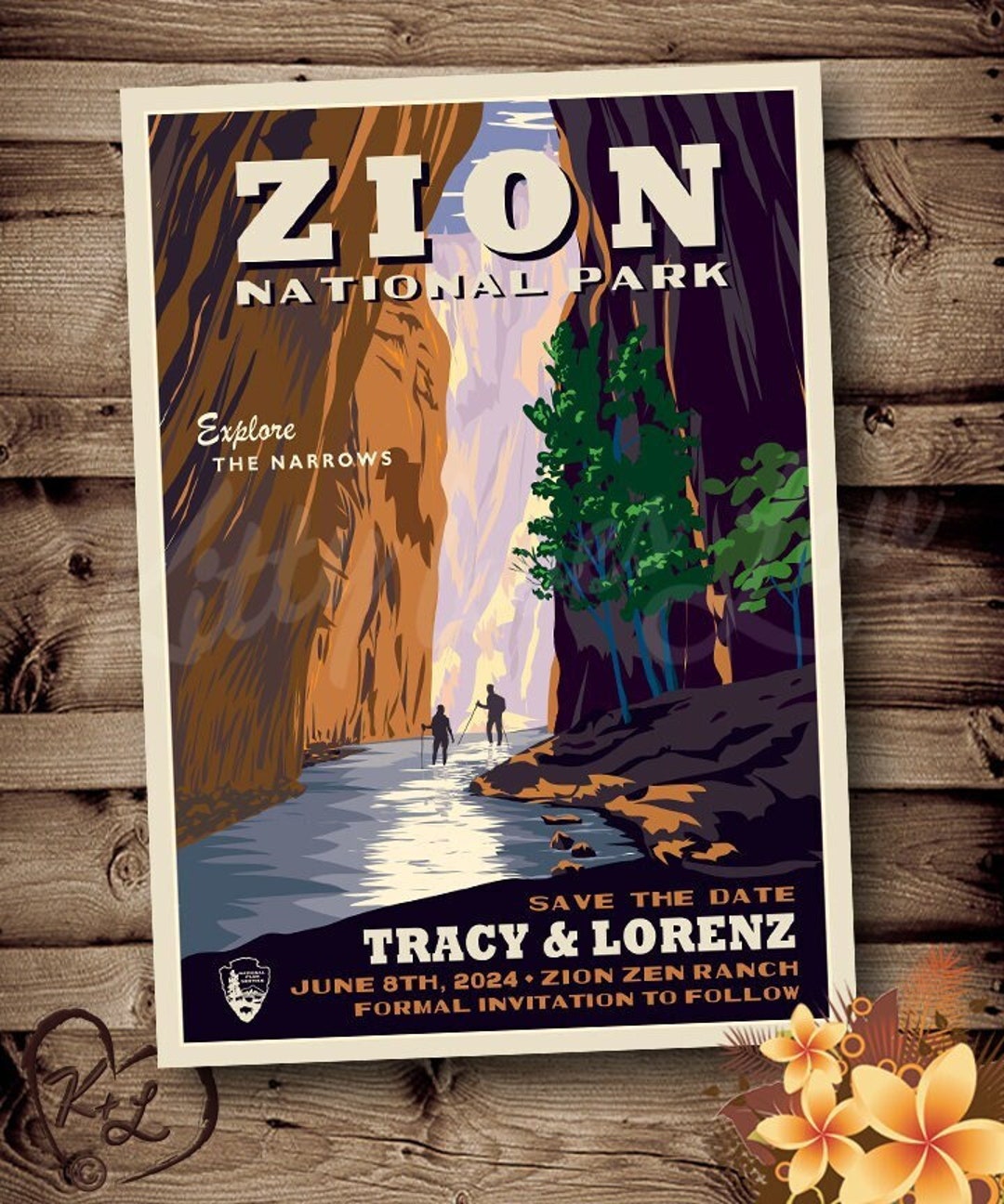 PRINTABLE Save the Date ZION National Park Utah Wedding Announcement ...
