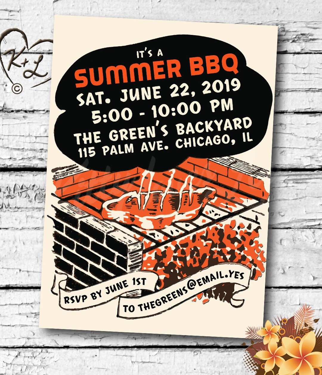 PRINTABLE Barbeque BBQ Barbecue Party Invitation Digital PDF Card ...