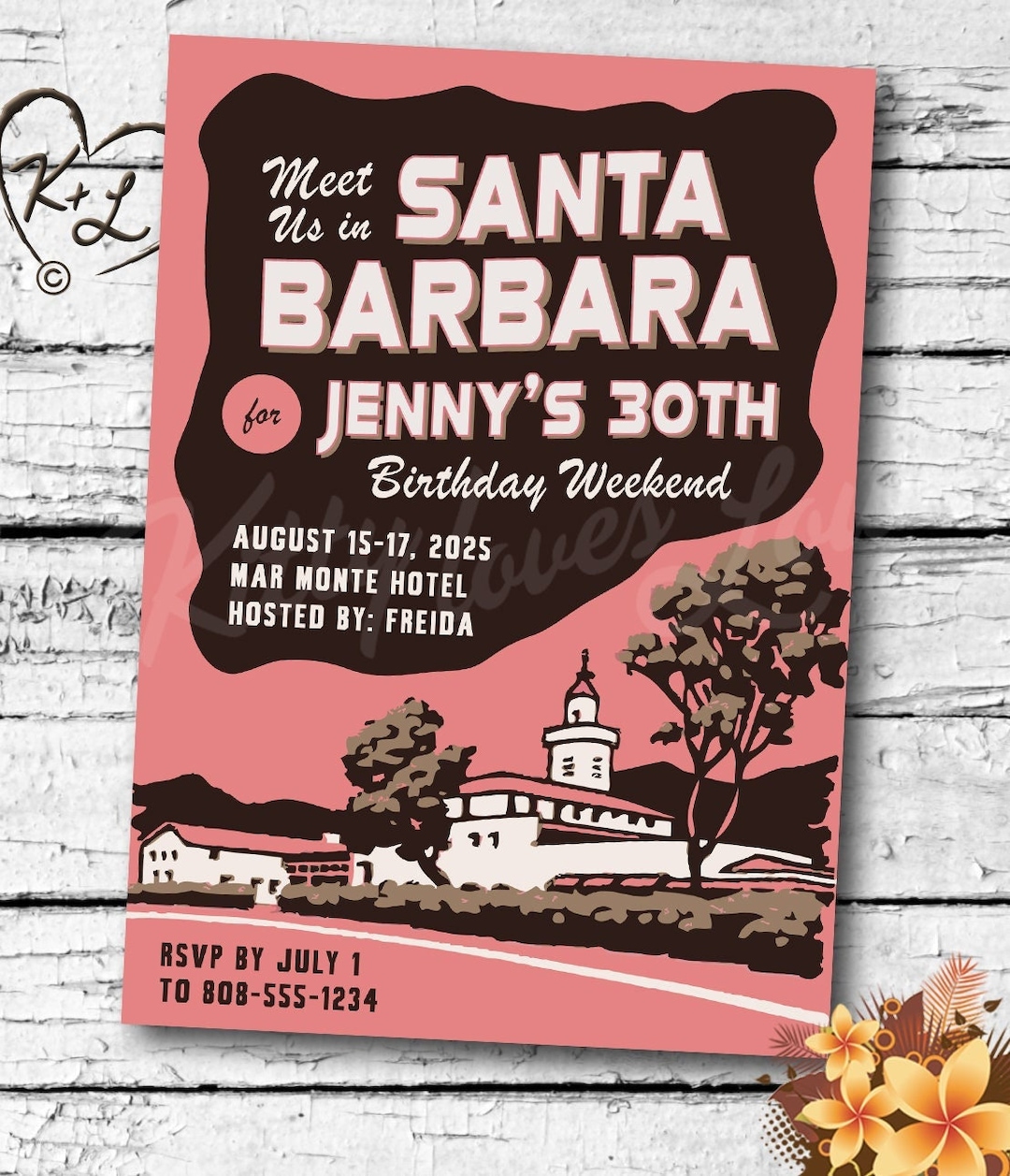 PRINTABLE Santa Barbara Birthday Party Invitation PDF Bridal Shower ...