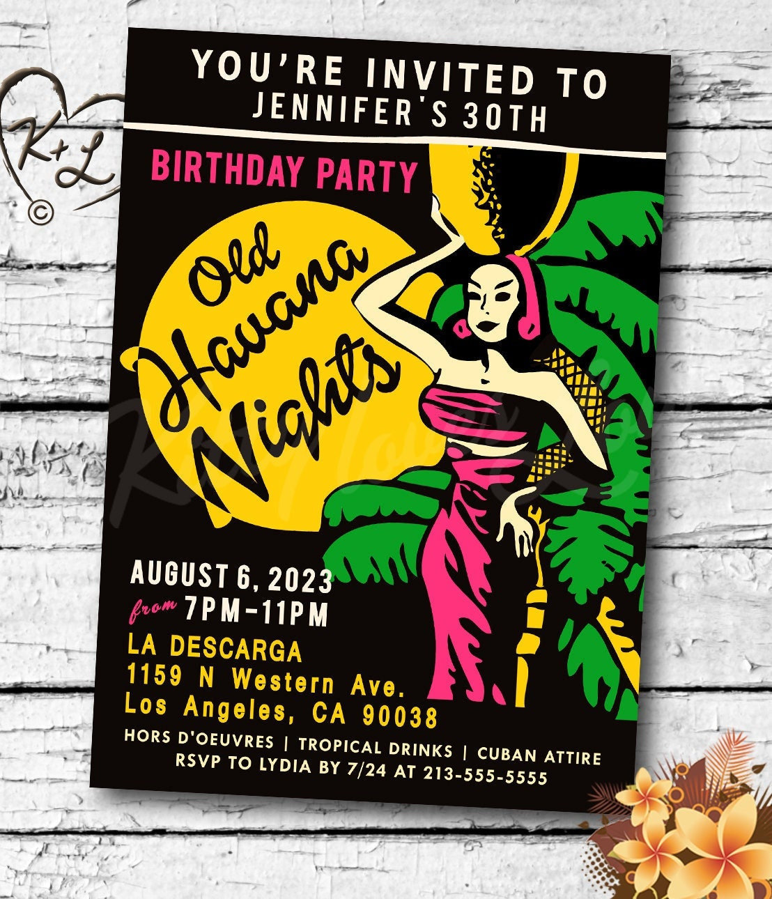 PRINTABLE Birthday INVITATION Retro Cuba Havana Mambo Luau Bridal ...