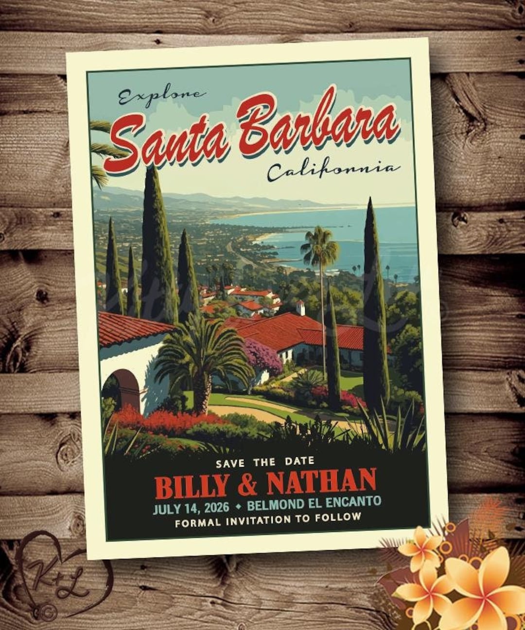 PRINTABLE Save the Date Santa Barbara Announcement Destination Retro ...