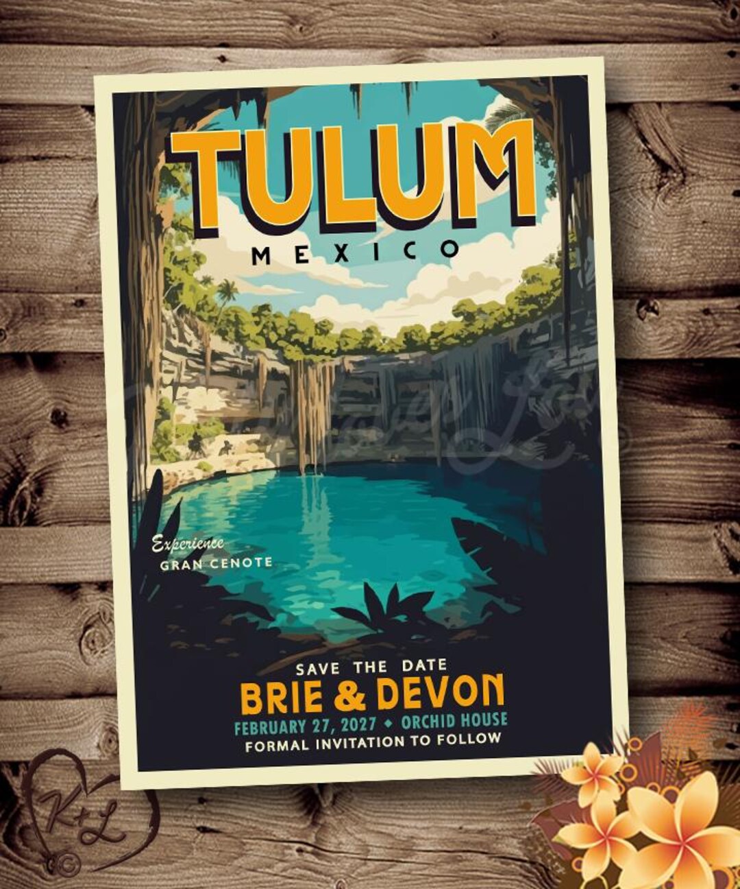PRINTABLE Save the Date Tulum Mexico Beach Wedding Announcement ...