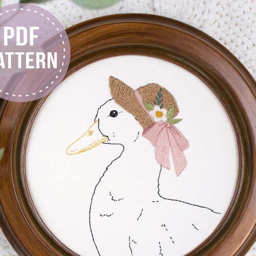 Darling Duck Embroidery Pattern PDF Digital Download. Hand - Etsy