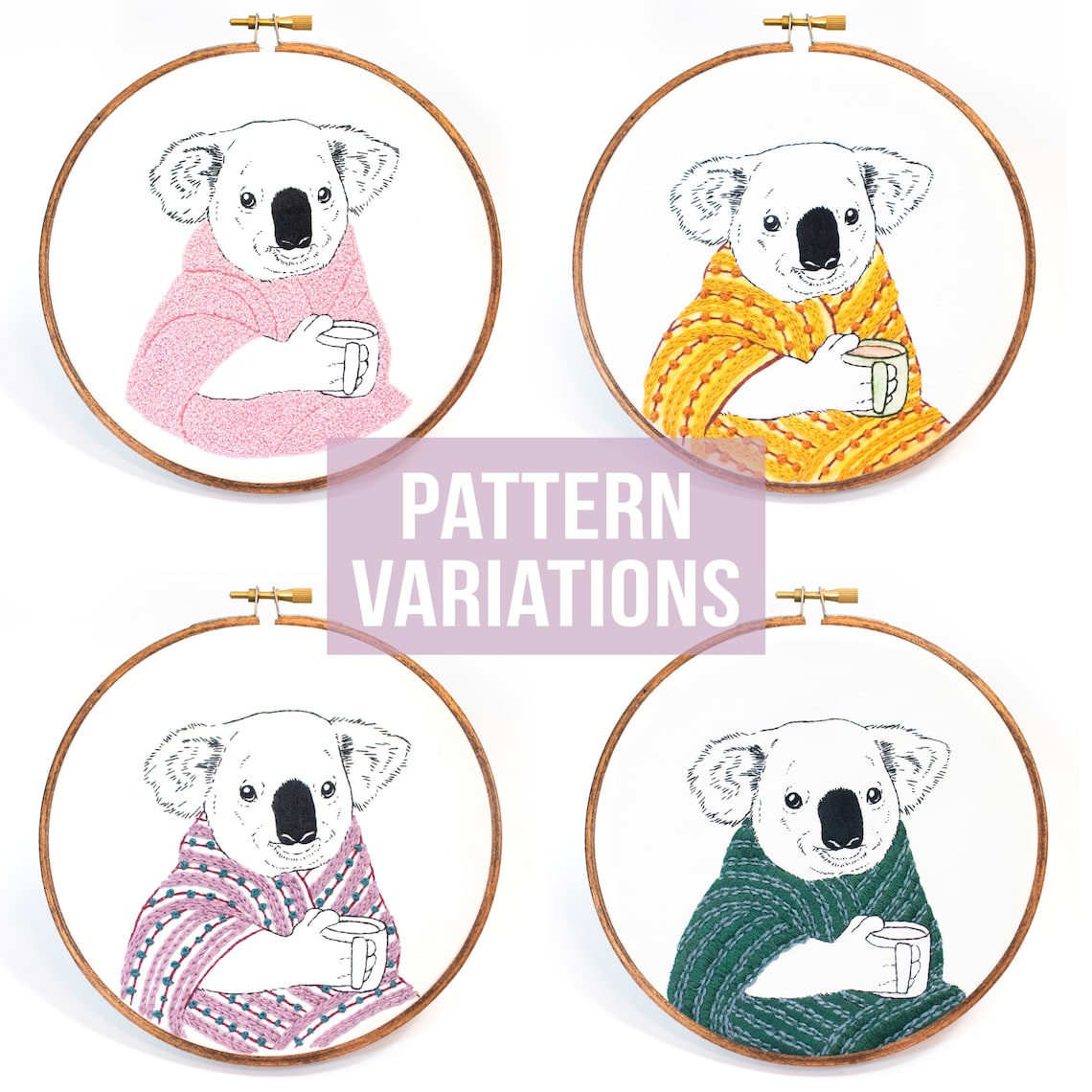 Cozy Koala Embroidery Pattern - PDF Digital Download. Hand Embroidery ...