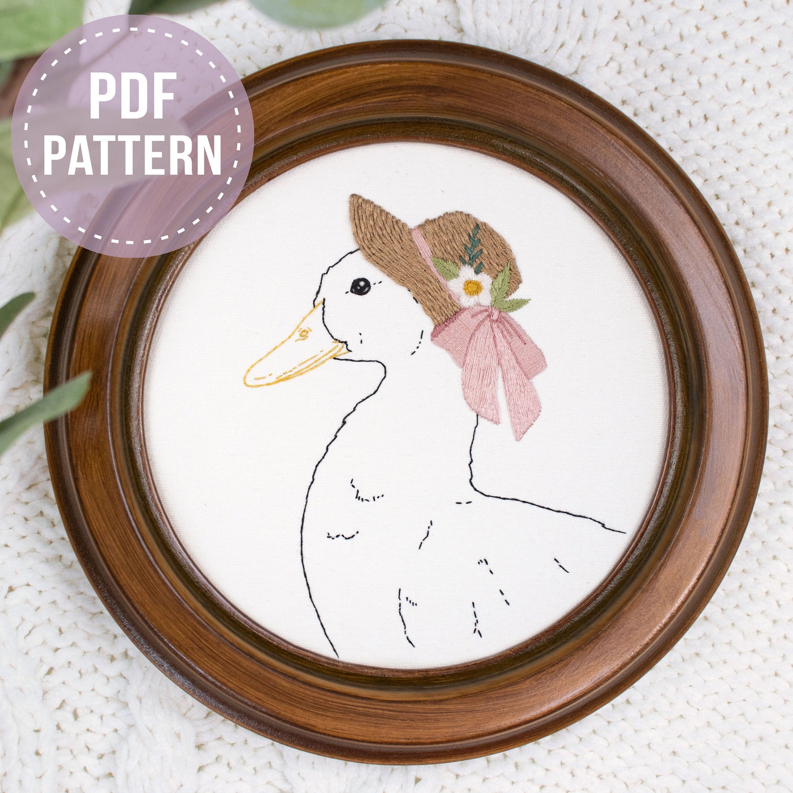 Darling Duck Embroidery Pattern - PDF Digital Download. Hand Embroidery ...