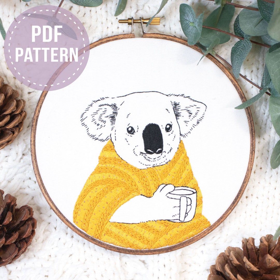 Cozy Koala Embroidery Pattern - PDF Digital Download. Hand Embroidery ...