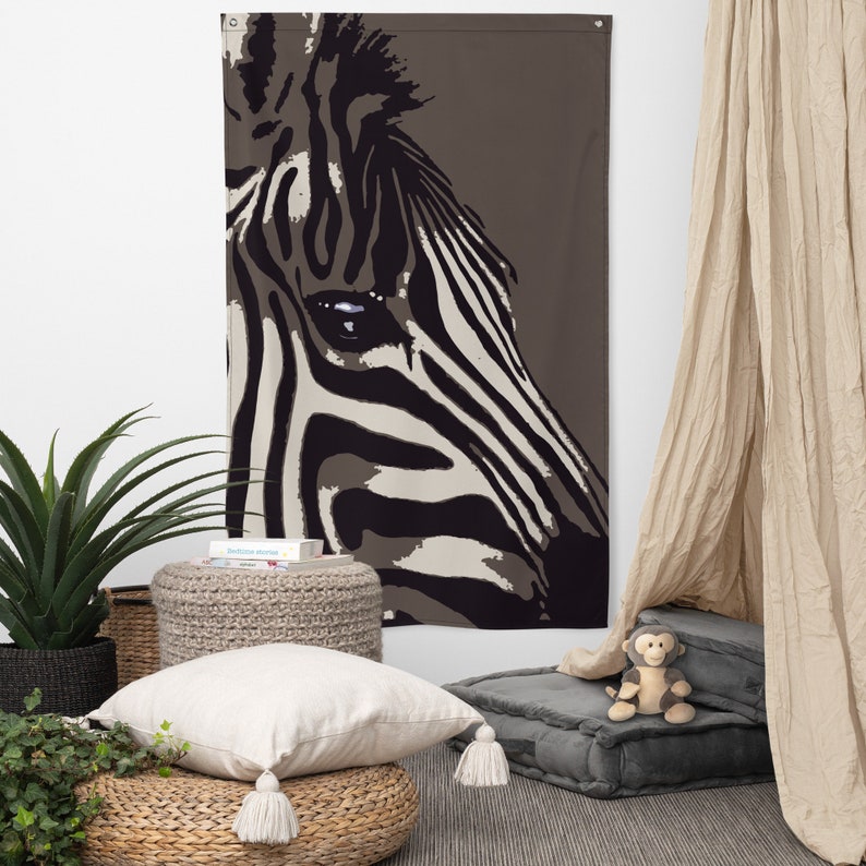 Big Zebra Face Flag Banner Zebra Face Design Vibrant Wall Art Flag ...