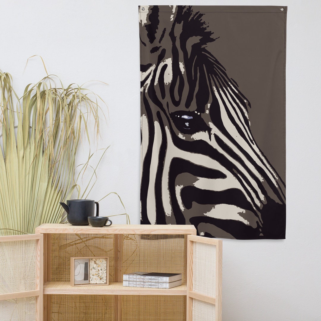 Big Zebra Face Flag Banner Zebra Face Design Vibrant Wall Art Flag ...