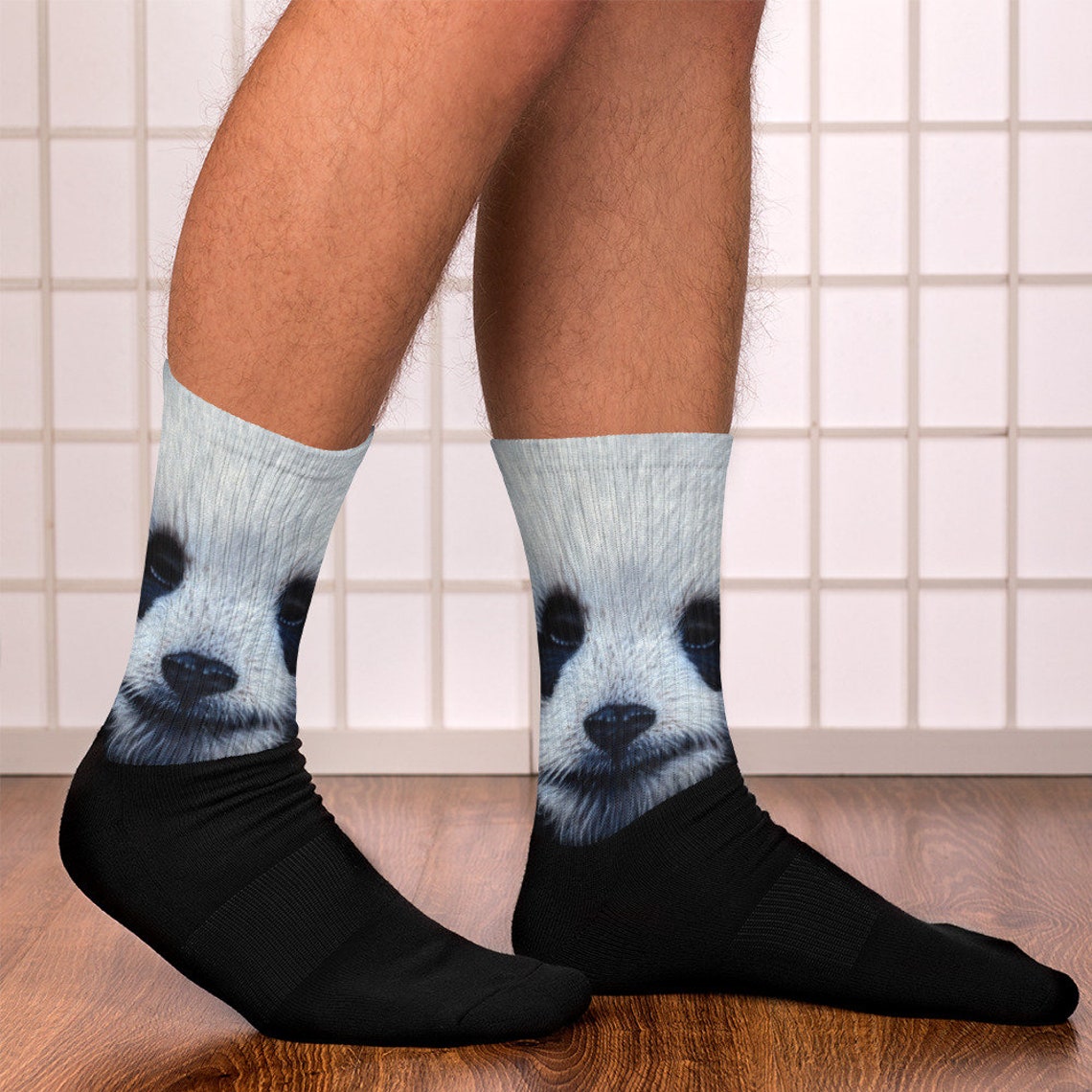 Giant Panda Bear Black Foot Animal Socks Thick Ribbing - Etsy