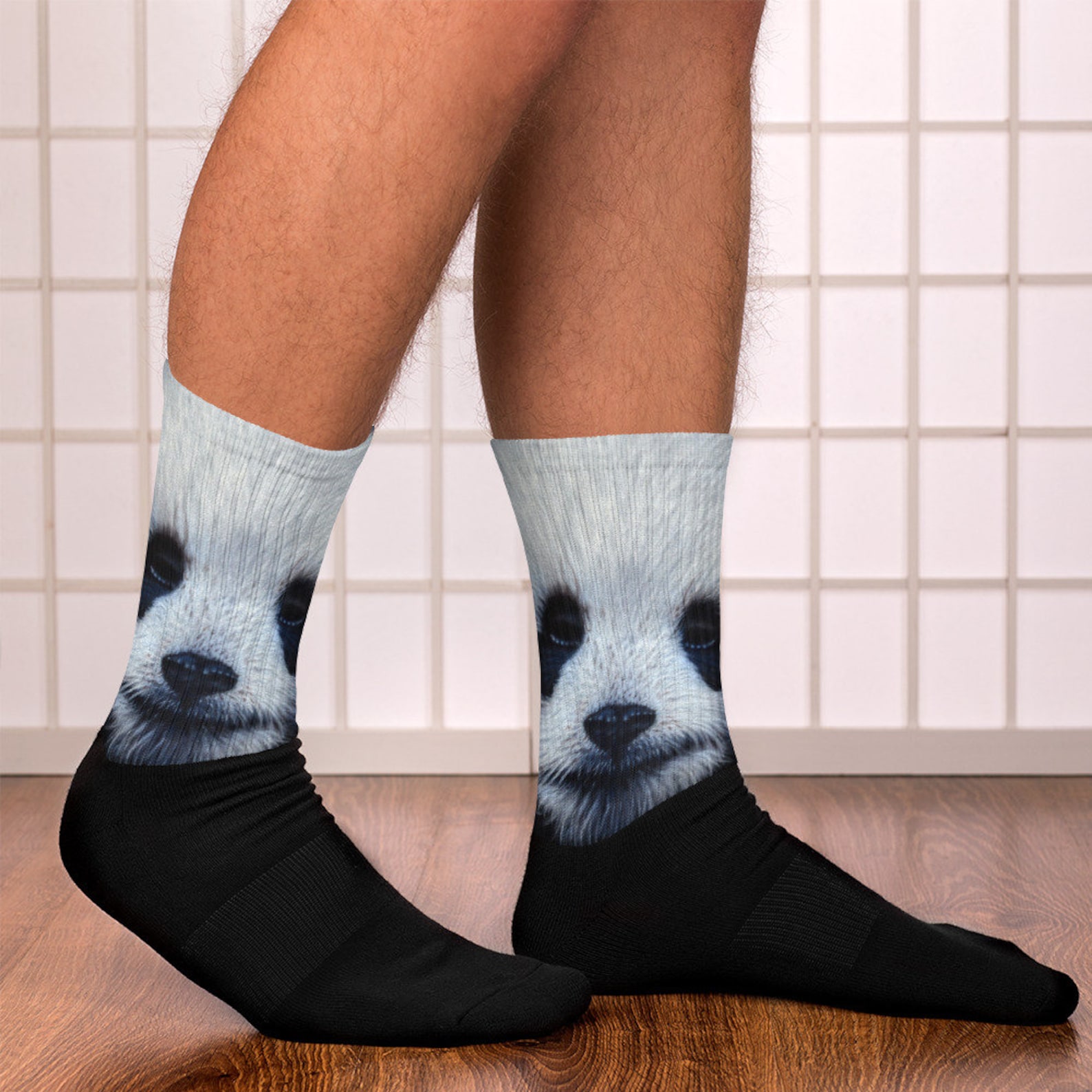 Giant Panda Bear Black Foot Animal Socks Thick Ribbing - Etsy