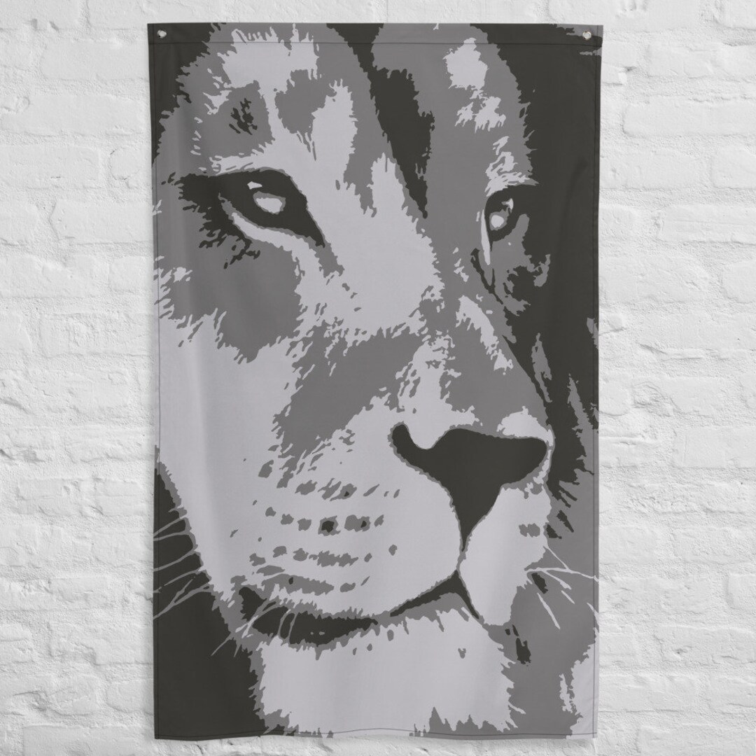 Lion Banner/flag Big Graphic Design Lion Face Wall Art - Etsy