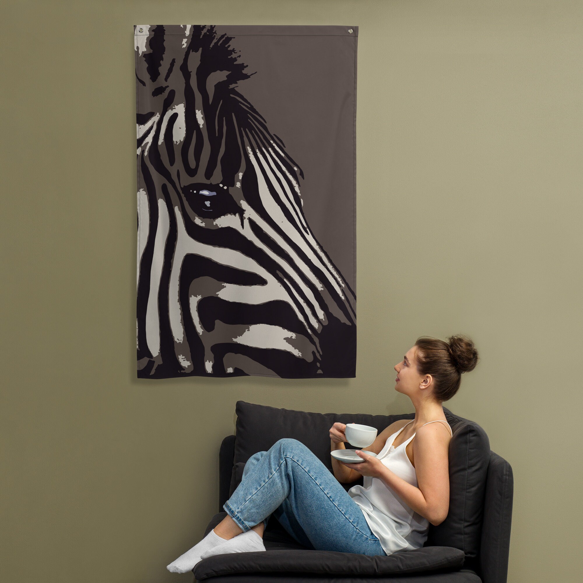 Big Zebra Face Flag Banner Zebra Face Design Vibrant Wall Art Flag ...