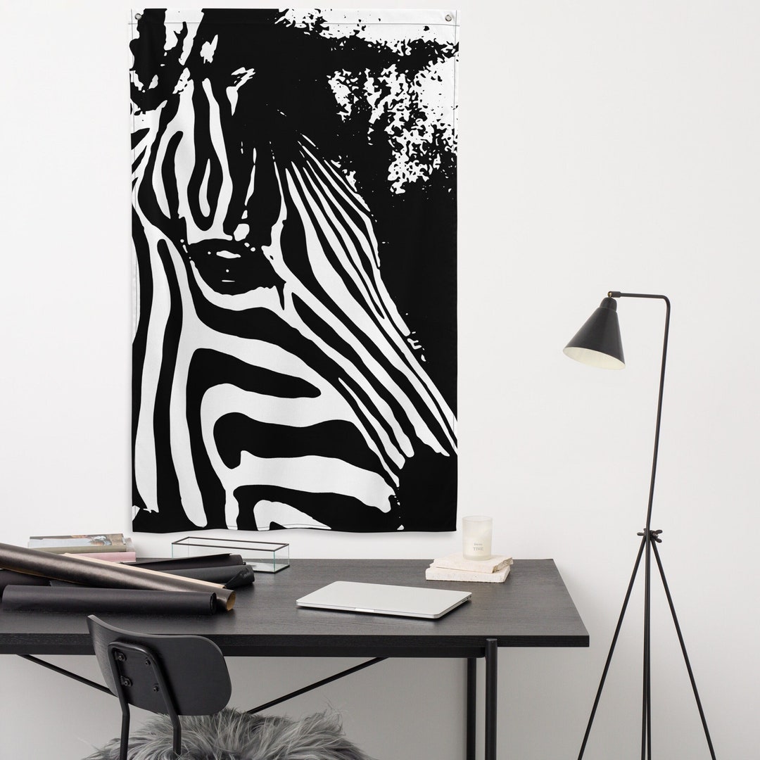 Big Zebra Face Banner - Zebra Graphic Face Design - Zebra Wall Art Flag ...