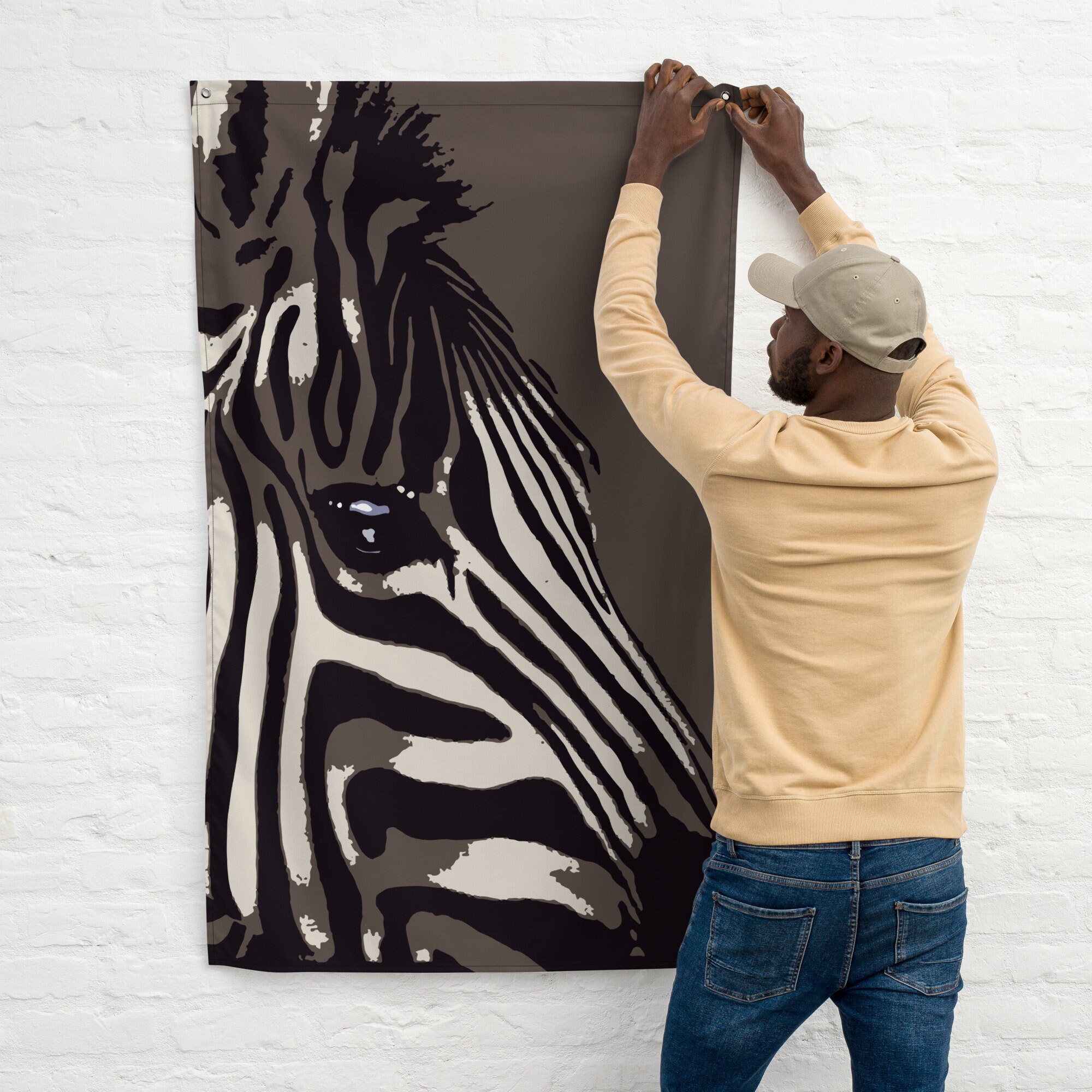 Big Zebra Face Flag Banner Zebra Face Design Vibrant Wall Art Flag ...