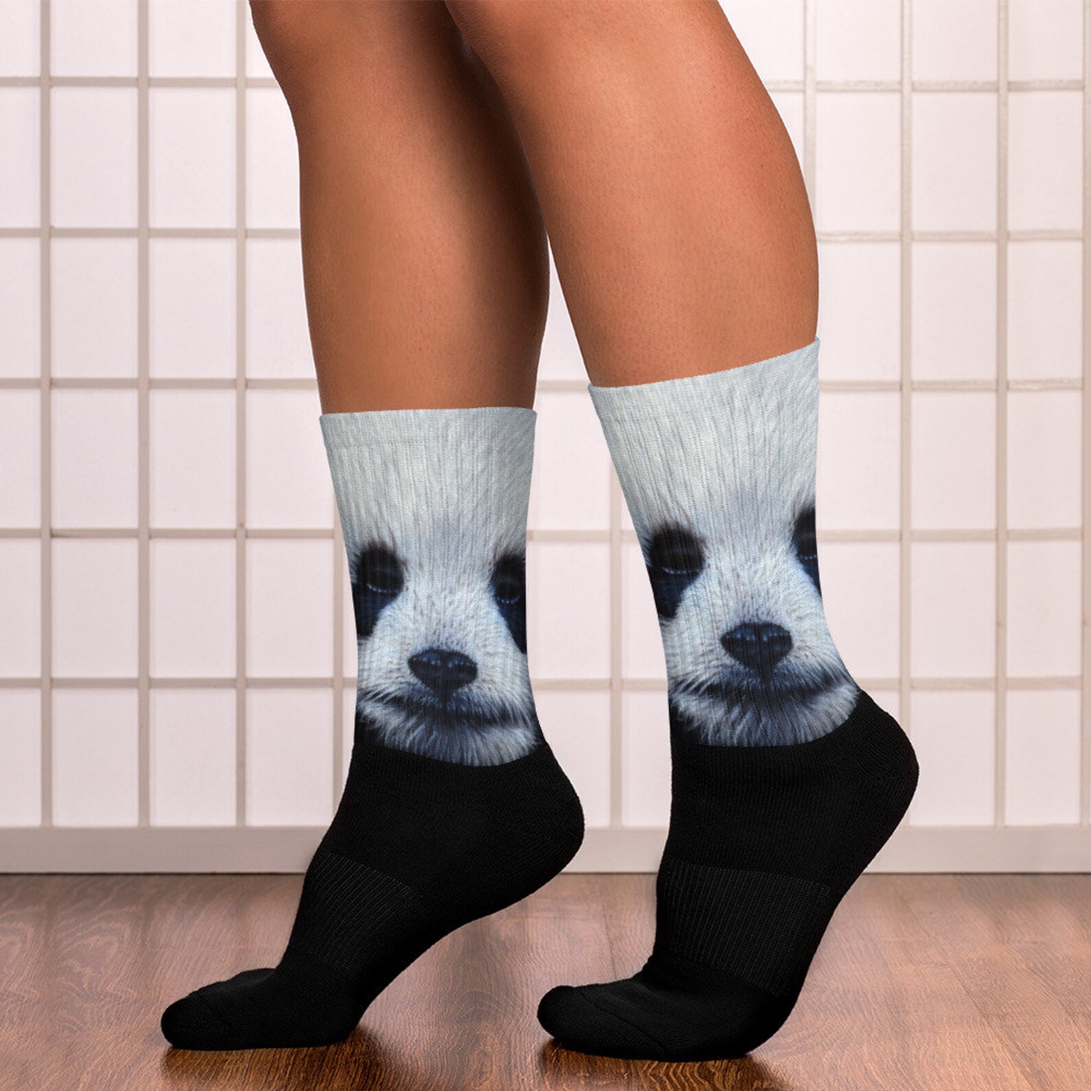 Giant Panda Bear Black Foot Animal Socks Thick Ribbing - Etsy