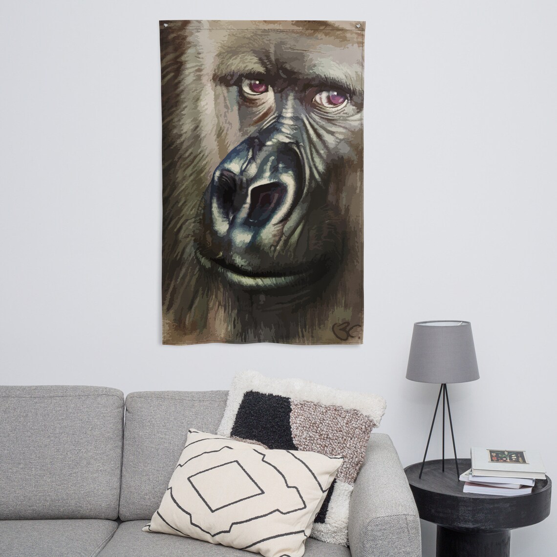 Gorilla Banner/flag Big Gorilla Face Wall Art Hanging - Etsy