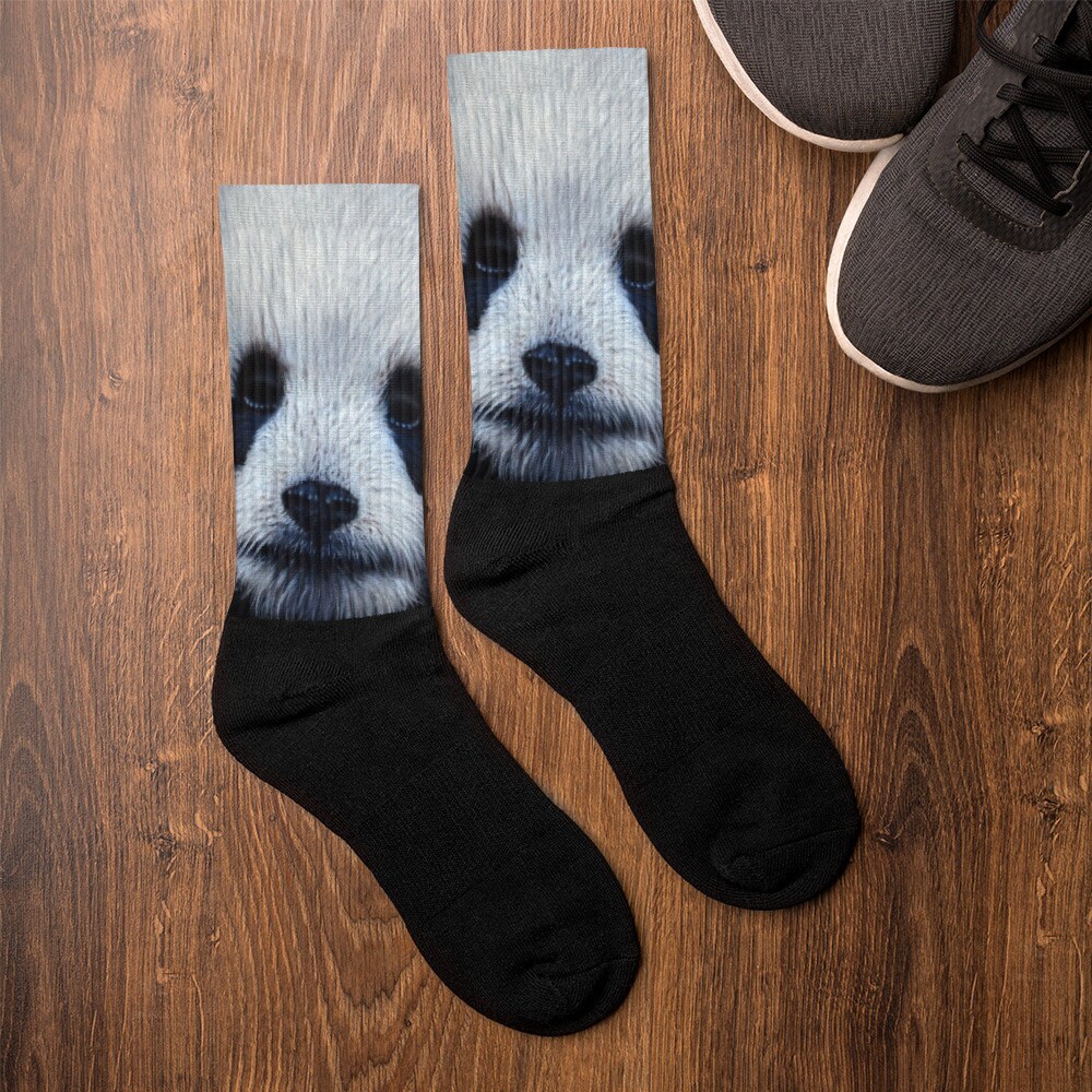 Giant Panda Bear Black Foot Animal Socks Thick Ribbing - Etsy