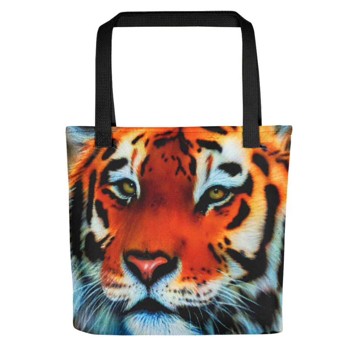 Tiger Tote Bag With Colored Handles For Tiger lovers Fashion | Etsy