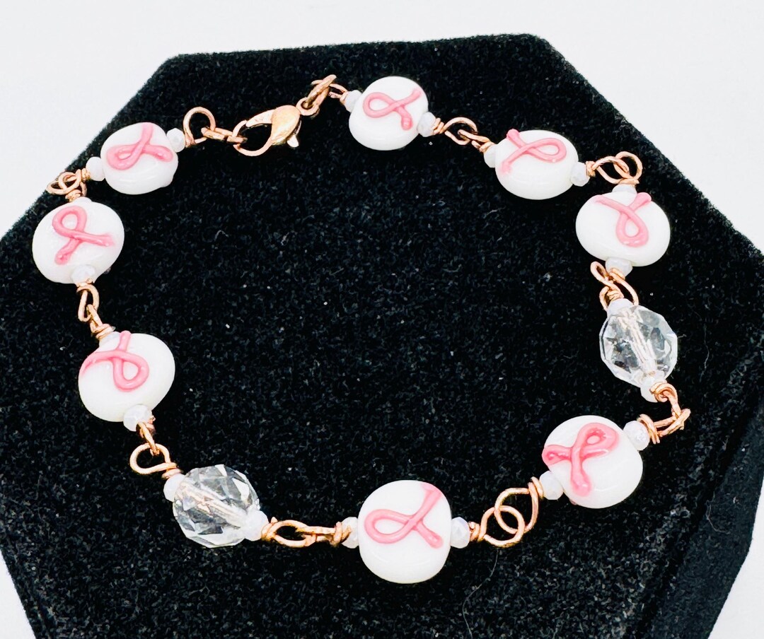 Handmade, Breast Cancer Awareness Bracelet OOAK - Etsy