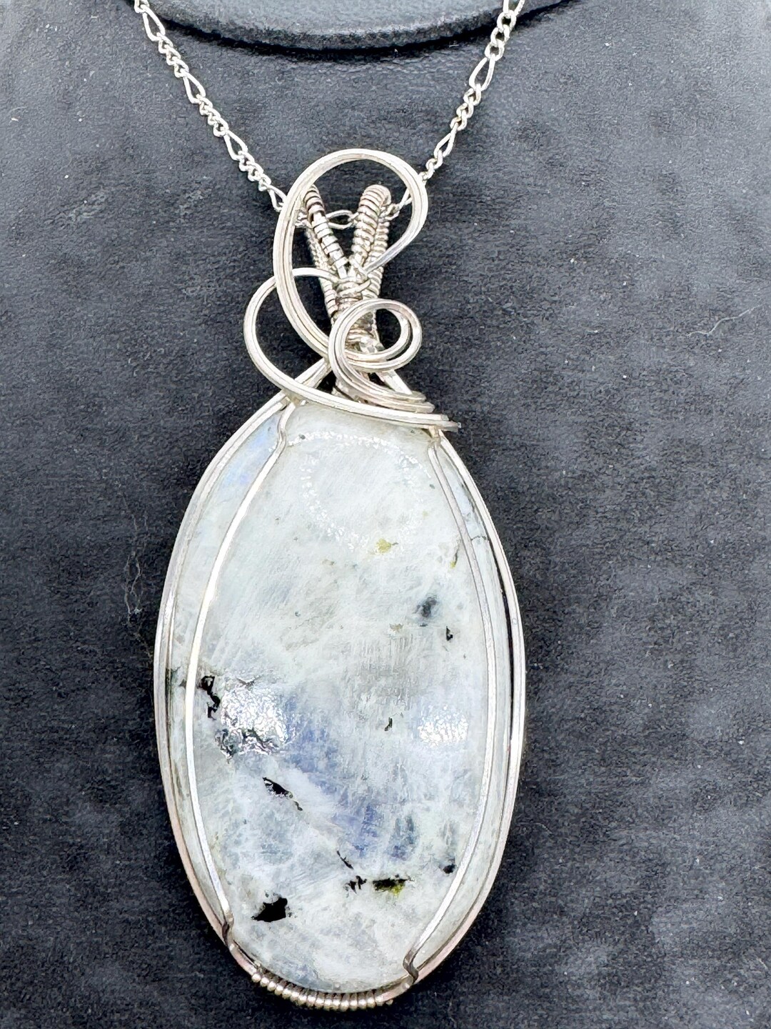 Gorgeous Wire Wrapped Moonstone and Tourmaline Pendant Necklace - Etsy