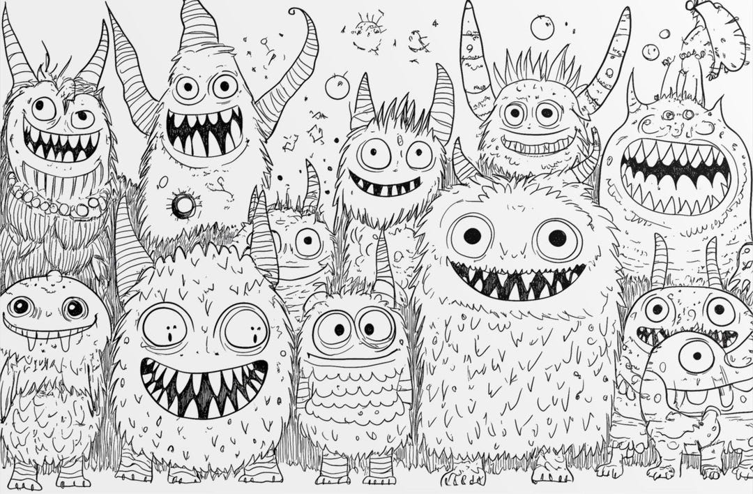 Fun Monsters Coloring Poster Activity 36in X 24in - Etsy
