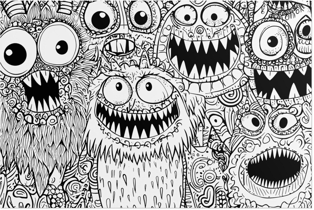 Fun Monsters Coloring Poster Activity 36in X 24in - Etsy