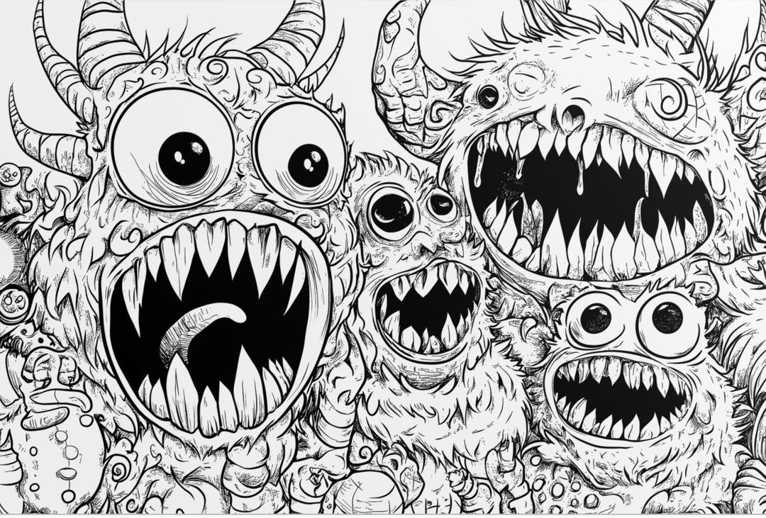 Fun Monsters Coloring Poster Activity 36in X 24in - Etsy