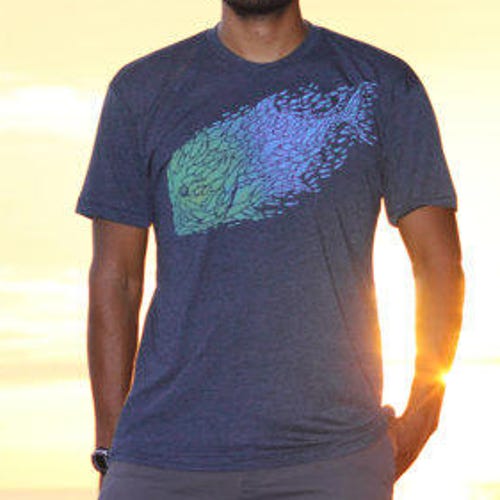 Ulua School of Fish Shirt Blue/gold Screen Print on Soft | Etsy