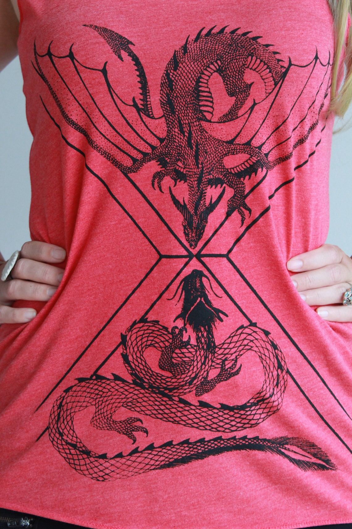 Queen of Dragons Tank Top Loose Fit Geometric Dragon Top. - Etsy