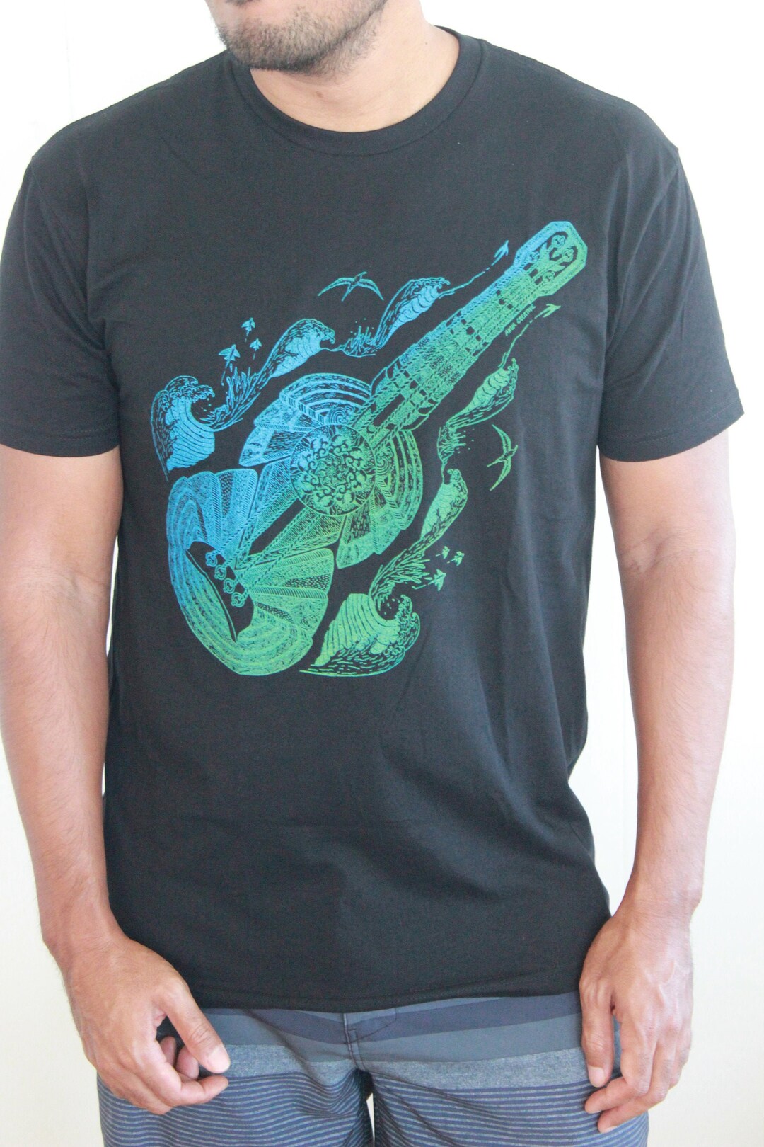 The Ukulele Shirt Blue/gold Print on Soft T-shirts. Voyaging - Etsy