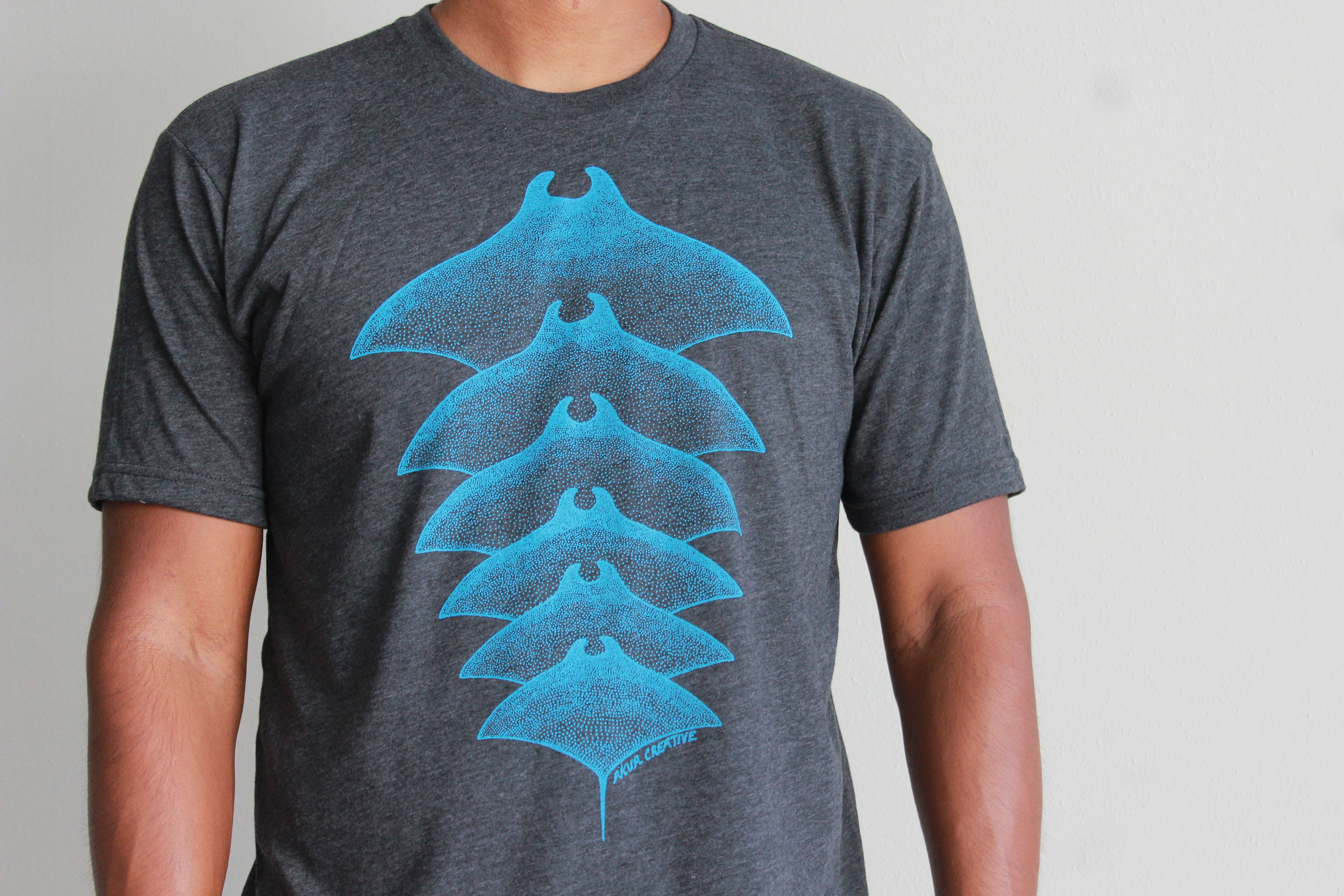 Manta Ray Tee Shirt Blue screen print on soft T-shirts. Free | Etsy