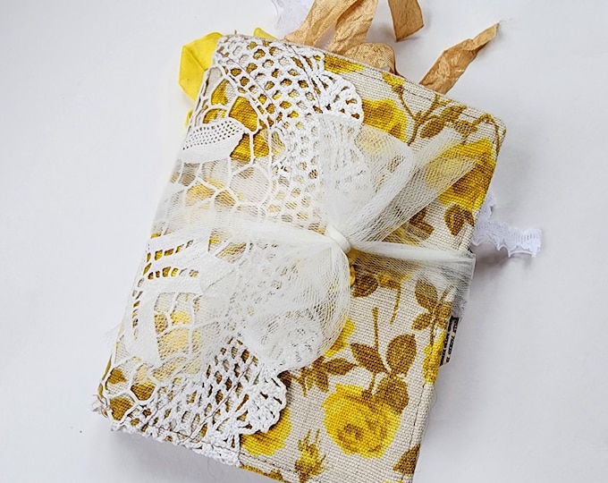 Yellow Roses Fabric Covered Journal, Handmade Shabby Junk Journal - Etsy