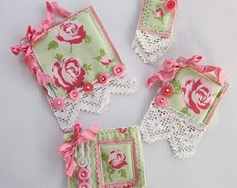Shabby Pink Roses Cluster Set, 3-piece Pink and White Snippet Clusters ...