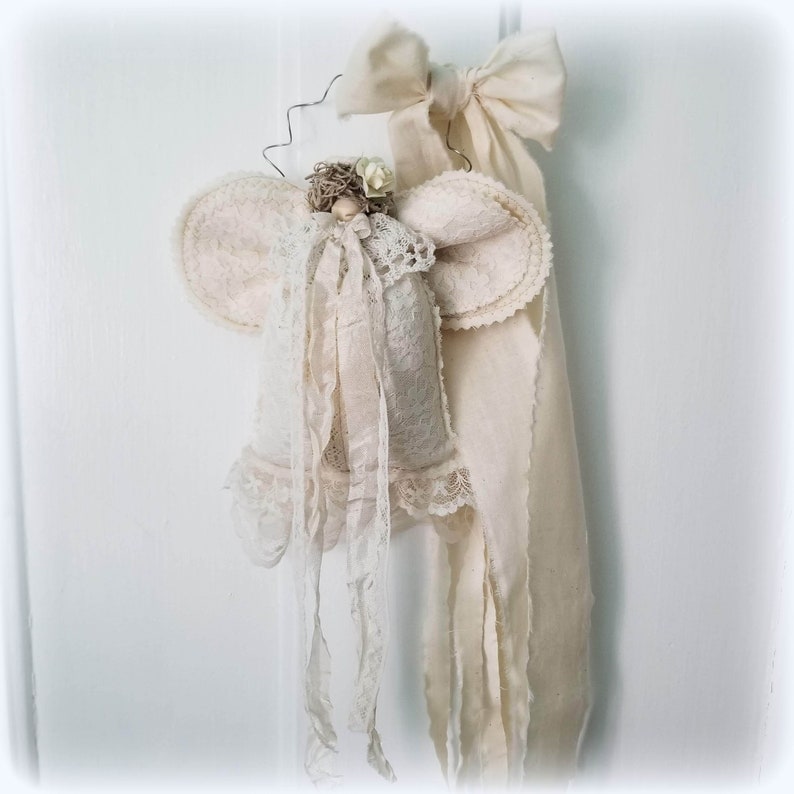 Angel Shabby Lace Angel With Rag Bow Handmade Angel | Etsy