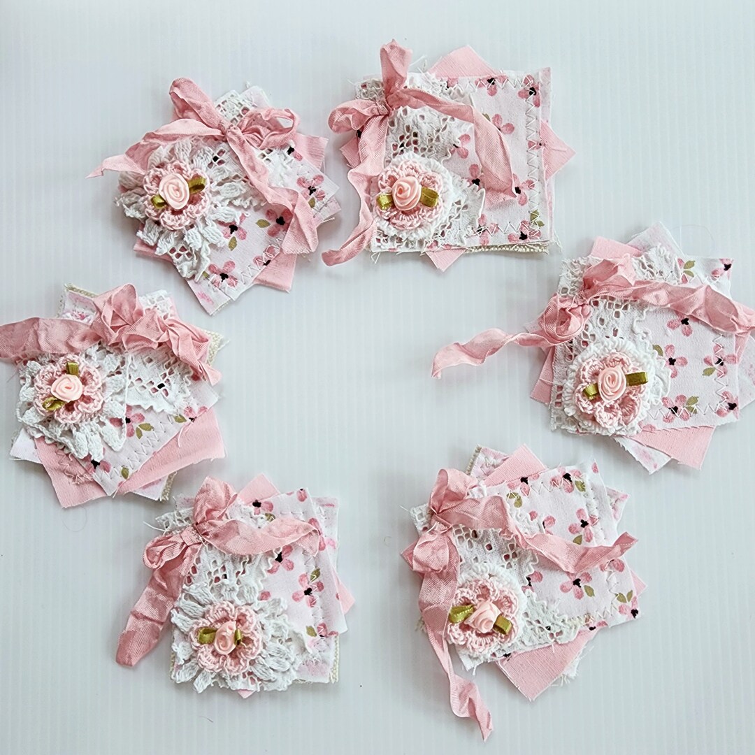 Shabby Pink Roses Cluster Set, 3-piece Pink and White Snippet Clusters ...