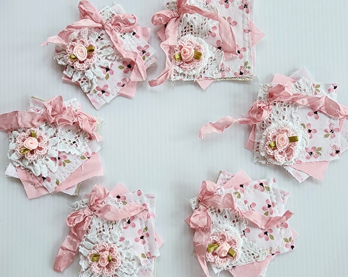 Shabby Pink Roses Cluster Set, 3-piece Pink and White Snippet Clusters ...