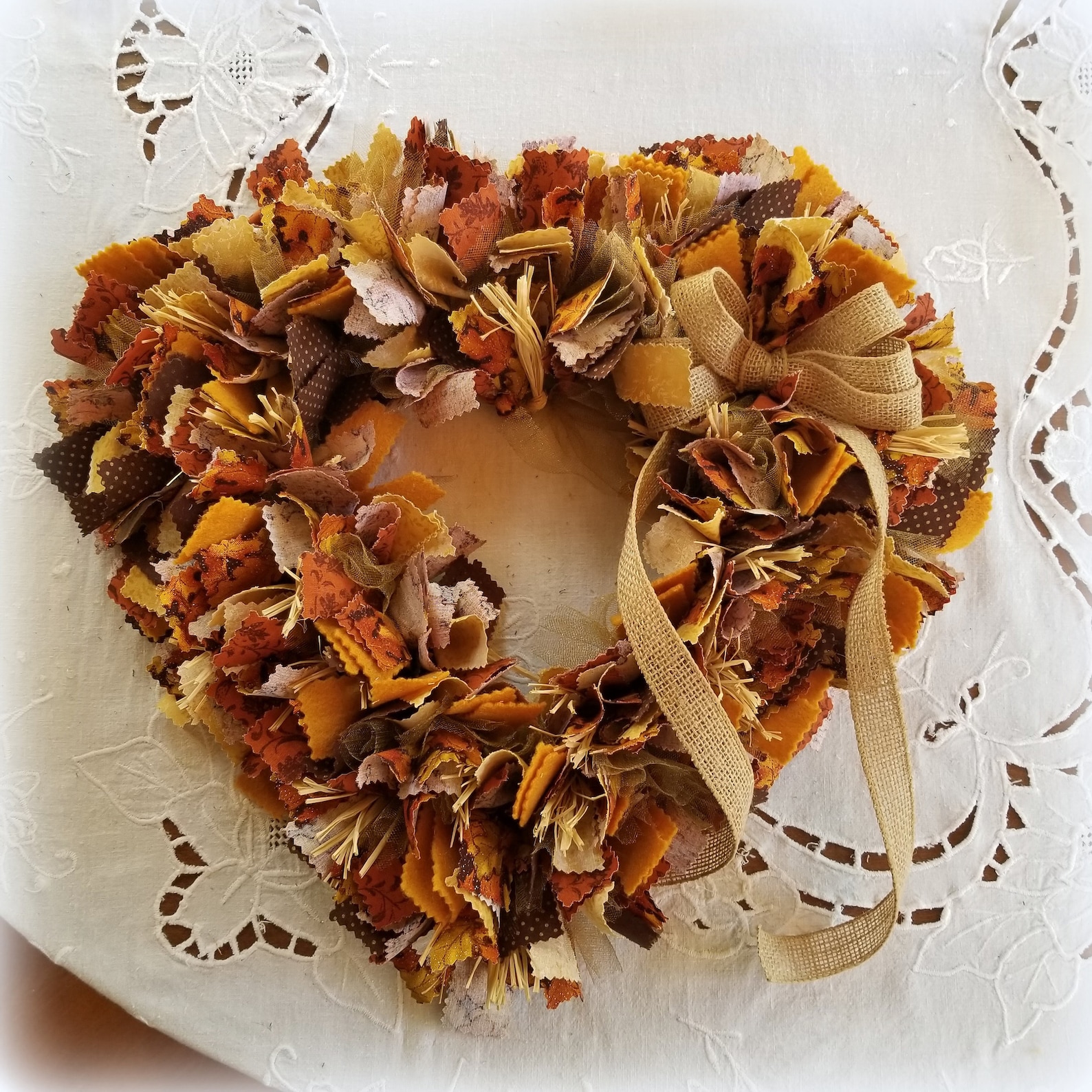 Fall Wreath Fall Heart Rag Wreath Indoor Fall Rag Wreath | Etsy